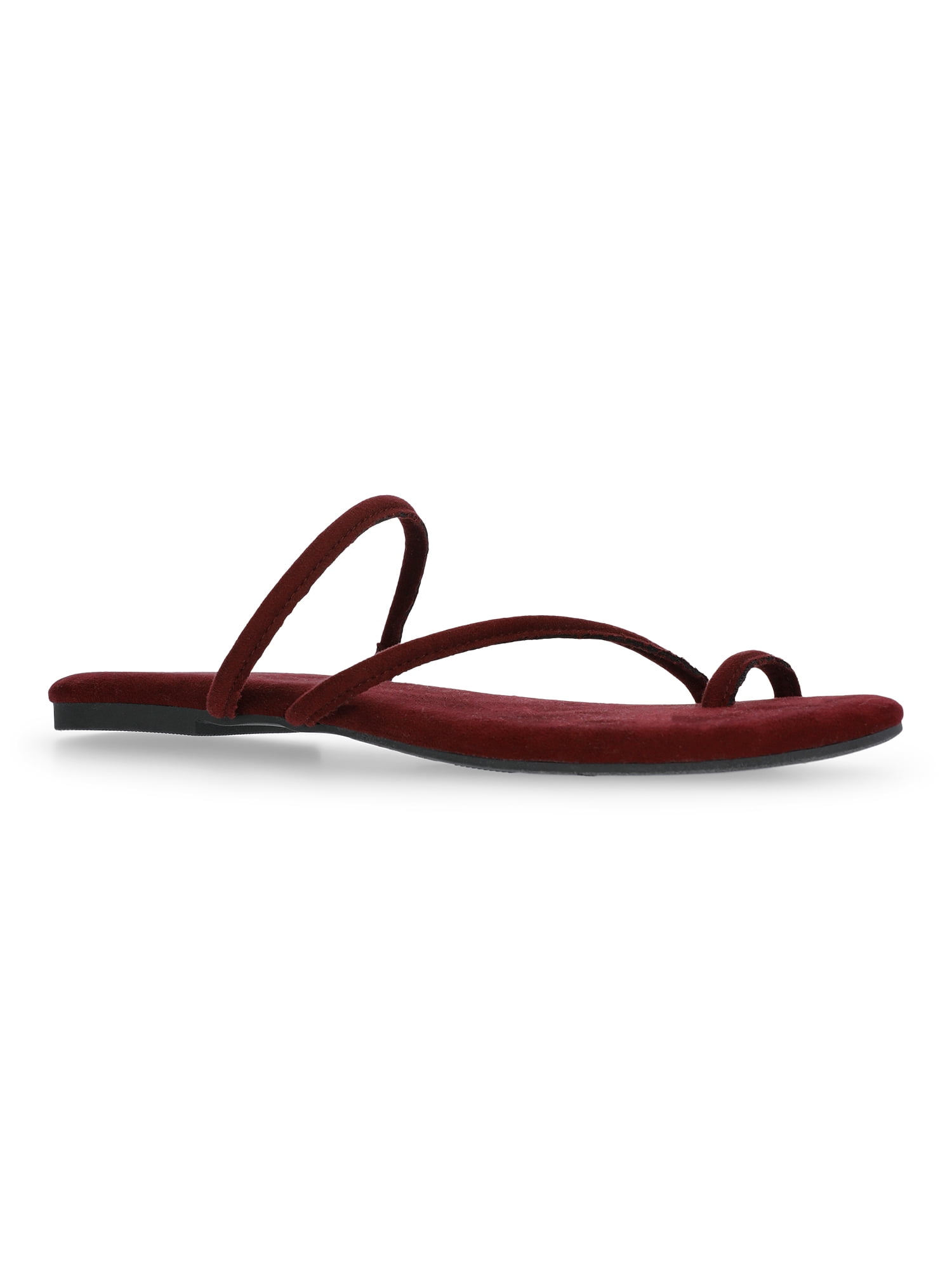 Time and Tru Women's Faux Suede Barely There Toe Loop Sandals - Walmart.com
