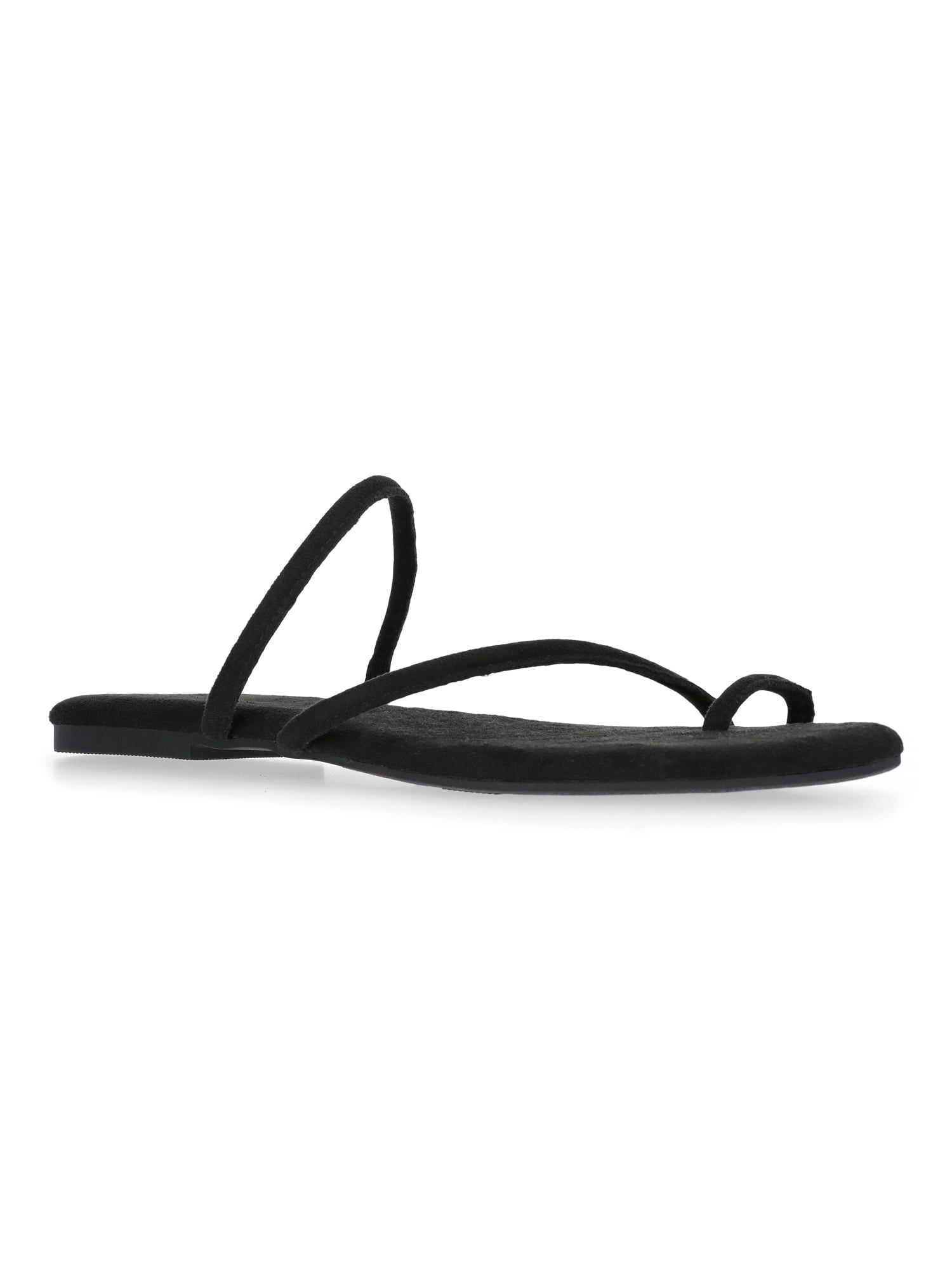 Time and Tru Women's Faux Suede Barely There Toe Loop Sandals - Walmart.com