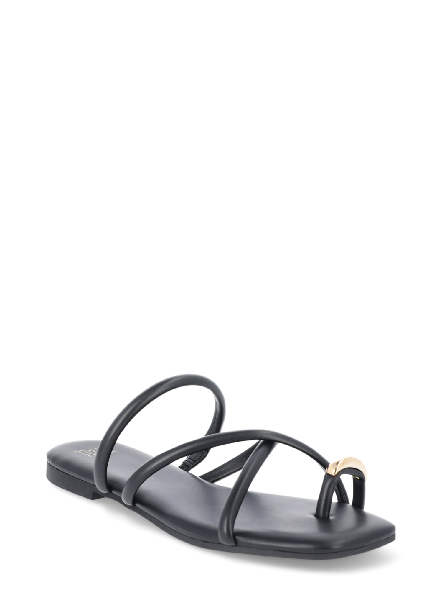 Time and Tru Women’s Strappy Hardware Toe Ring Sandals - Walmart.com