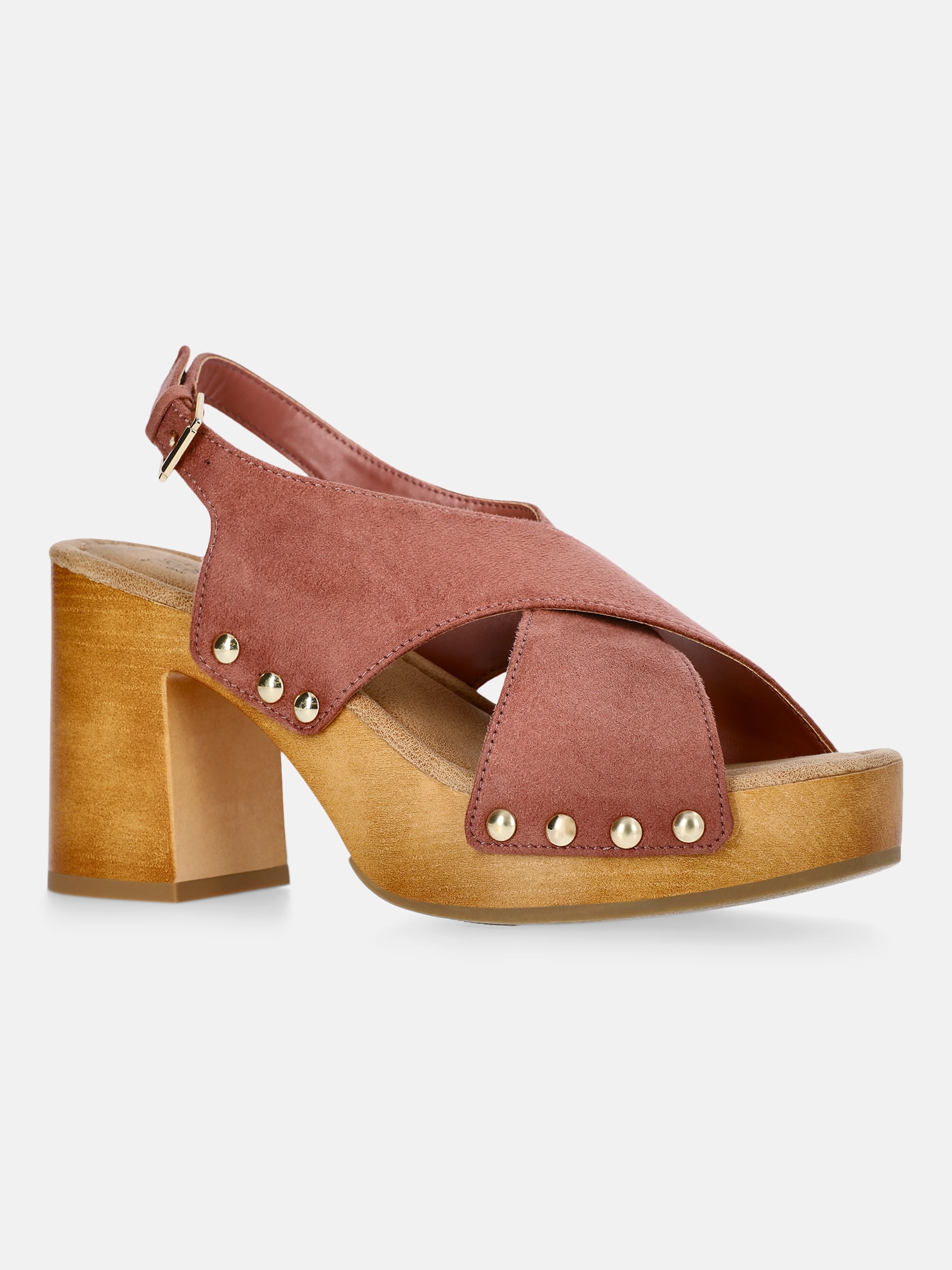 Time and Tru Women's X-Band Heeled Sandals - Walmart.com