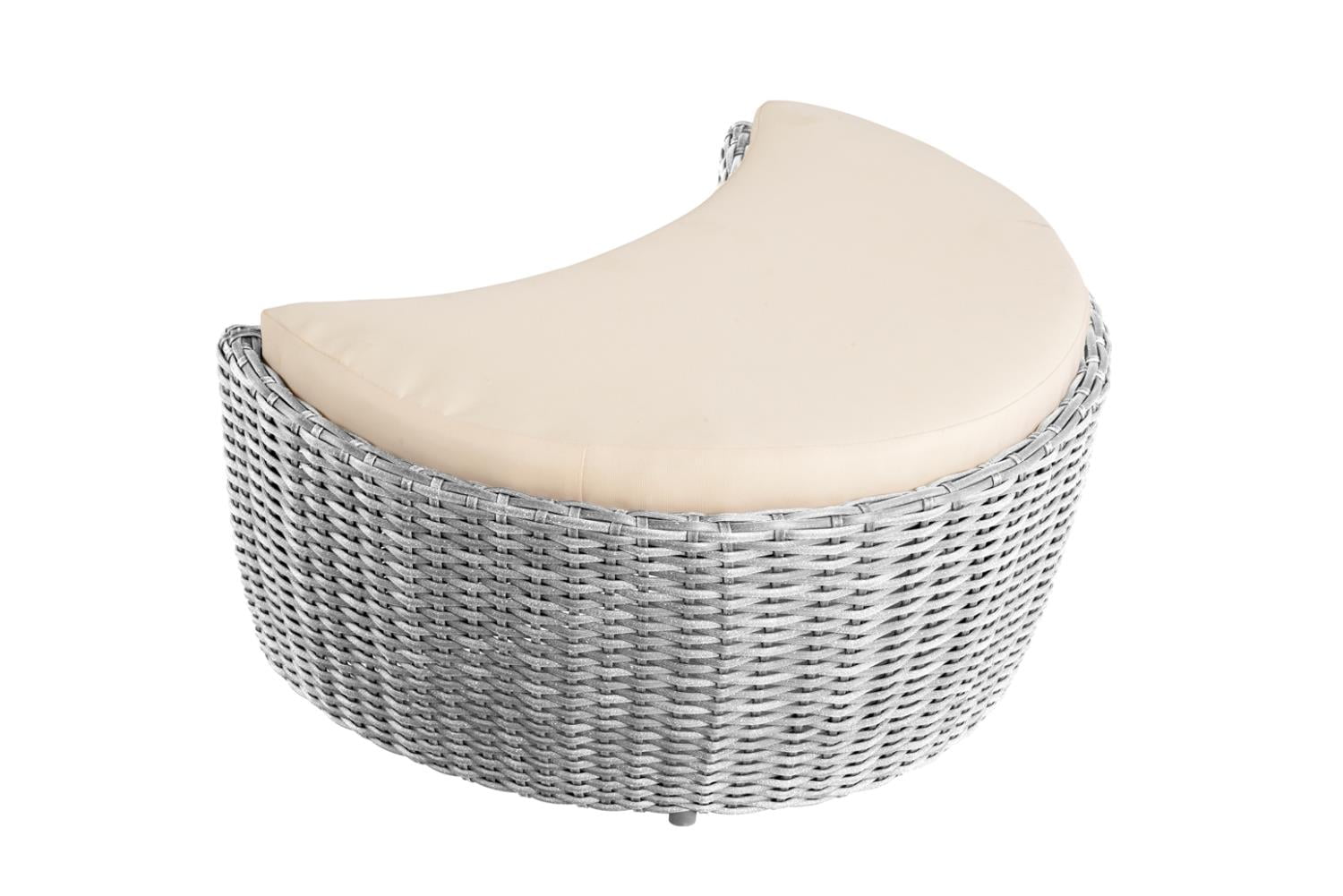W Unlimited Romantic Moon Outdoor Resin and Wicker Ottoman in Gray ...