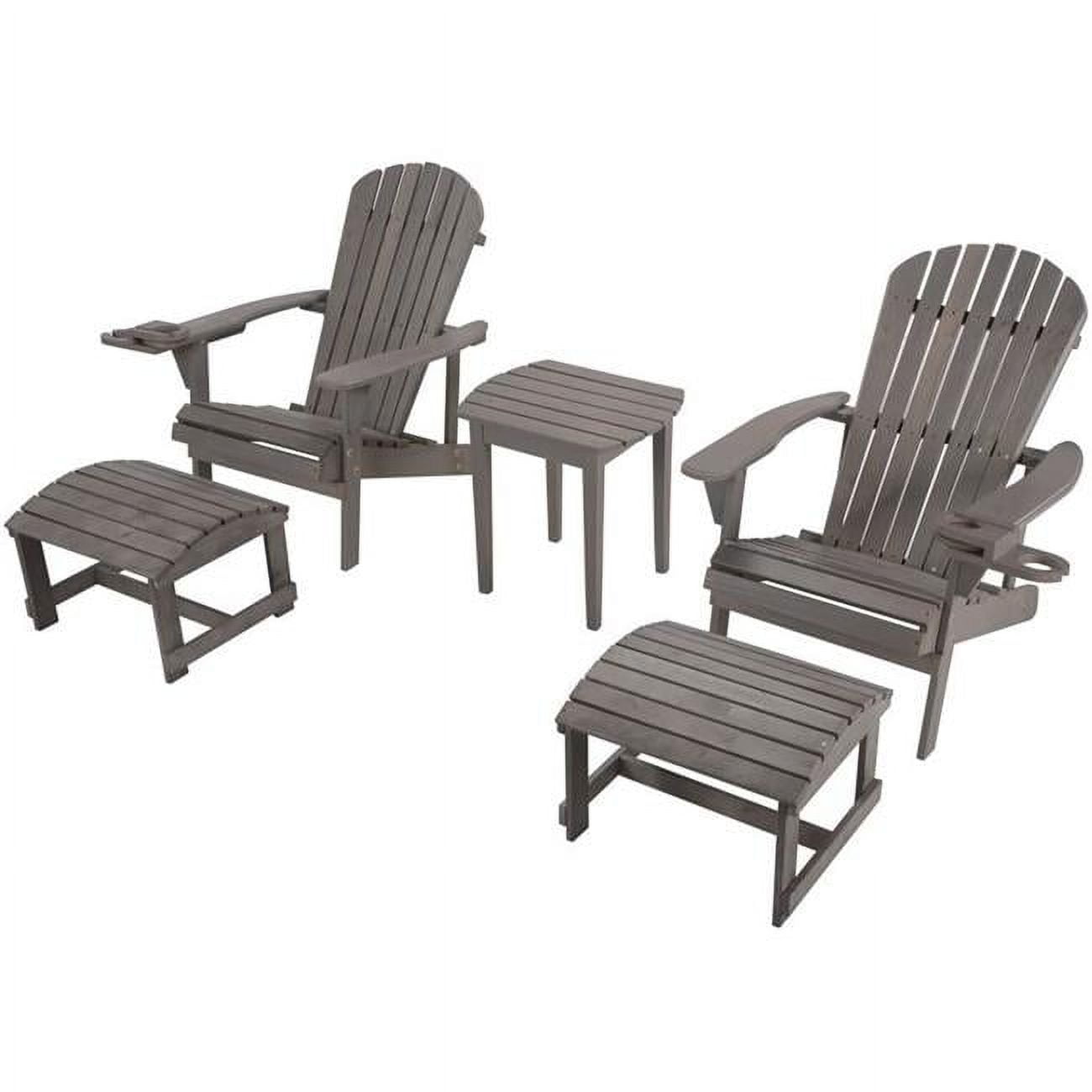 W Unlimited Earth 5 Piece Wooden Patio Adirondack Conversation Set in ...