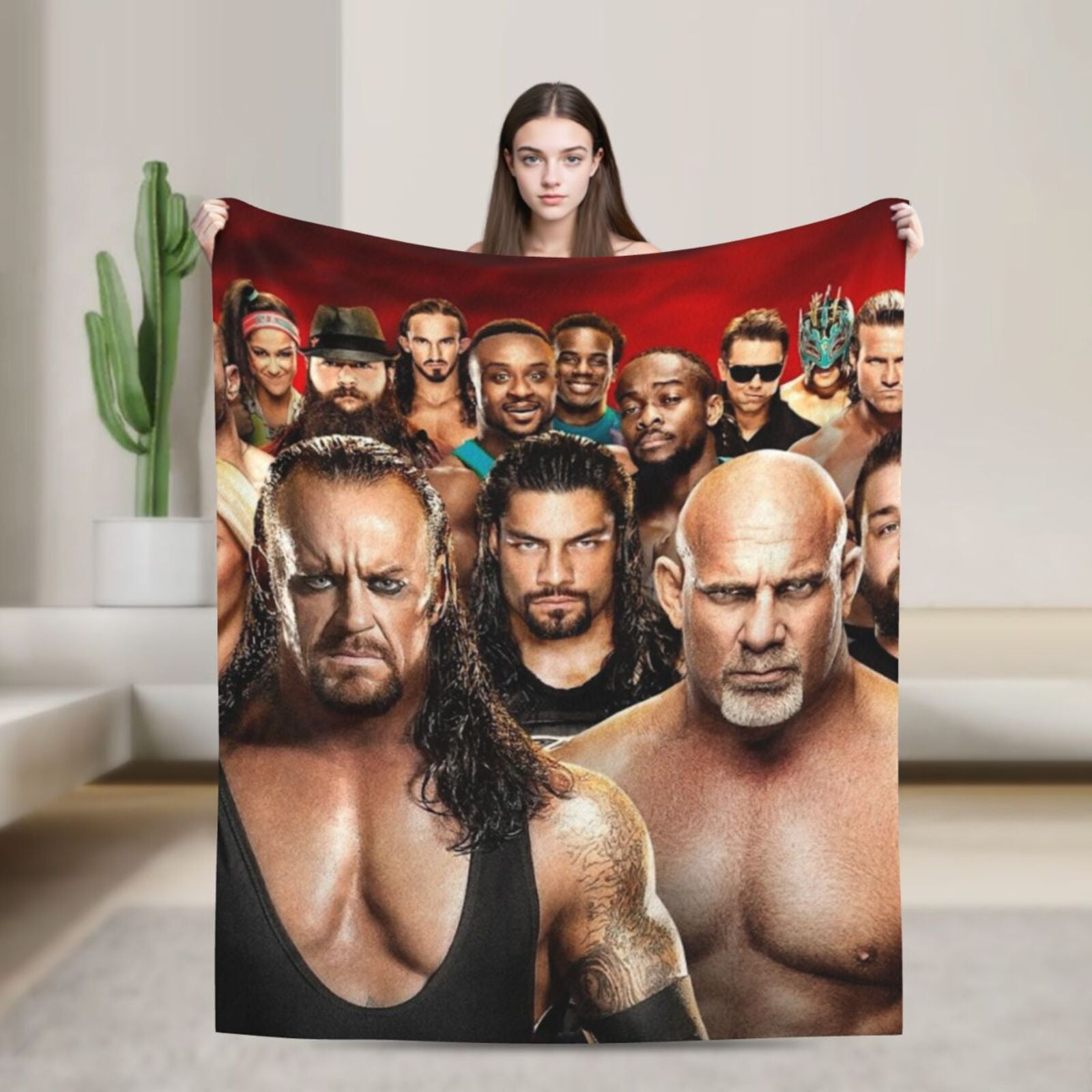W-W-E Blanket, Super Soft Throw Blanket For Wrestling Fans, Cozy ...