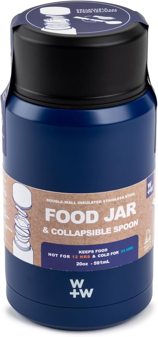 W + W Stainless Steel Double-Wall Insulated Food Jar and Collapsable ...