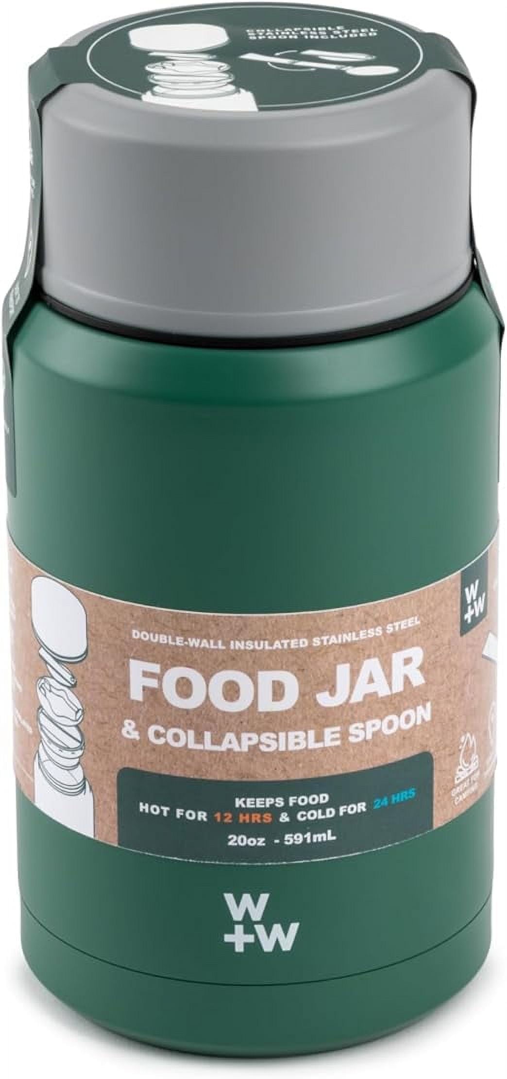 W + W Stainless Steel Double-Wall Insulated Food Jar and Collapsable ...