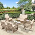 W WARMHOL 7 Pieces Outdoor Wicker Patio Furniture Set, All Weather ...