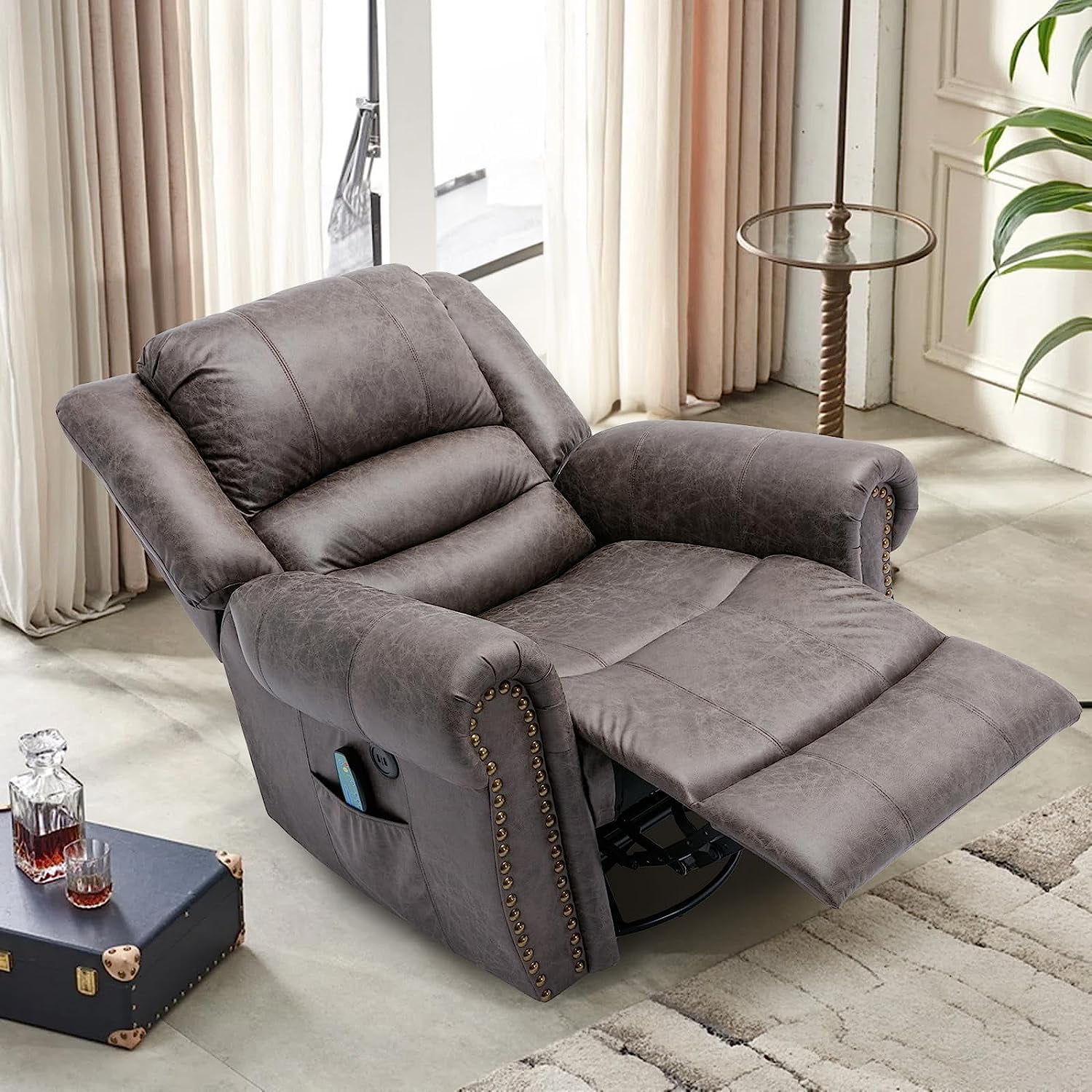 W WARMHOL Manual Massage Recliner with Heating Function, 360° Swivel ...