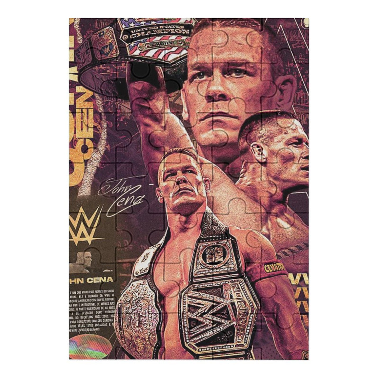 W-WE World Wre-stling Entertainment Picture Puzzle 35 PCS Wooden Puzzle ...