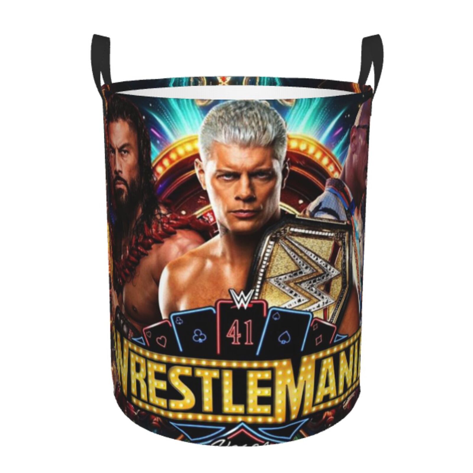 W-We World Wre-Stling Entertainment Circular Hamper With Handle Storage ...
