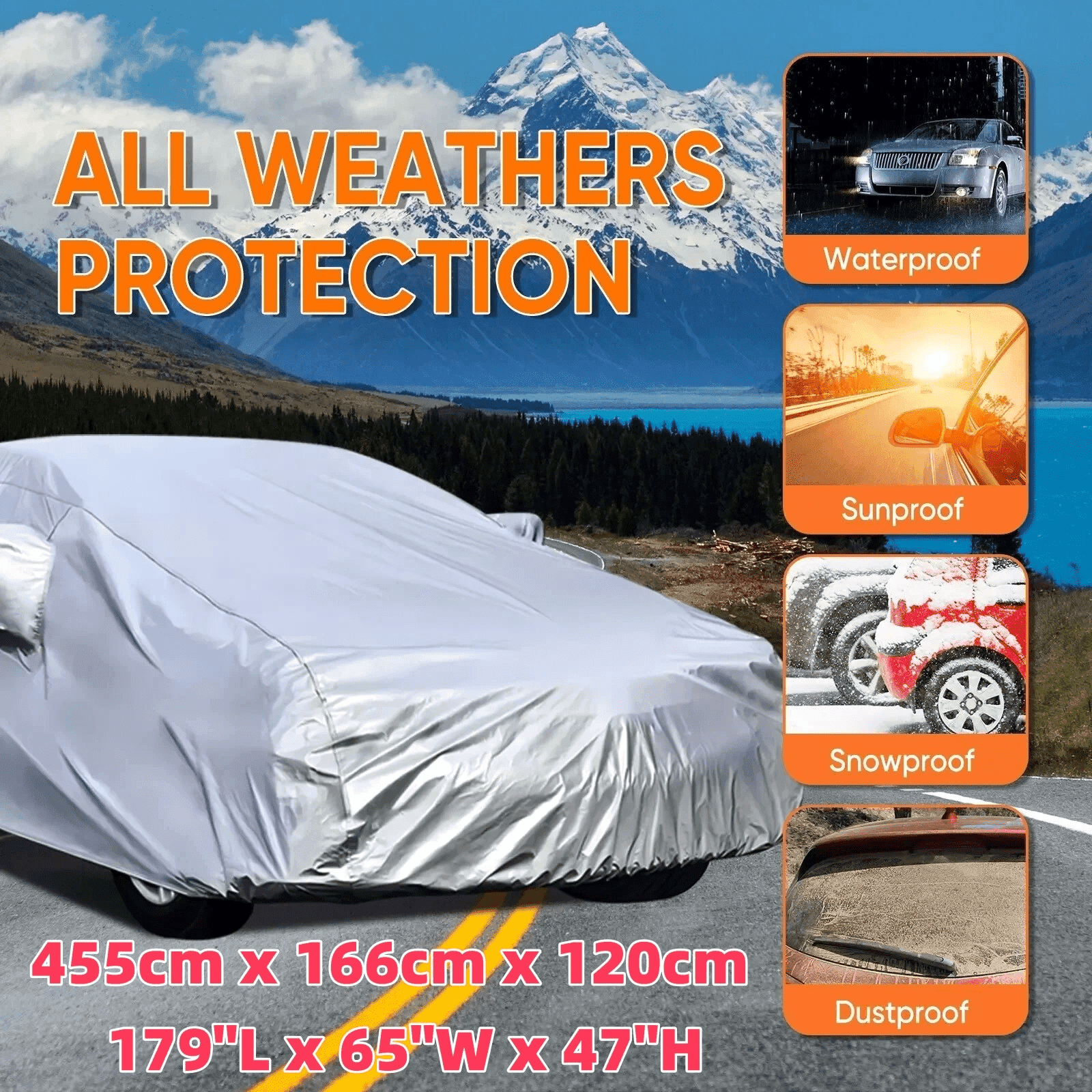 W-superstore Large Full Car Cover Outdoor Sun Protection Sedan ...