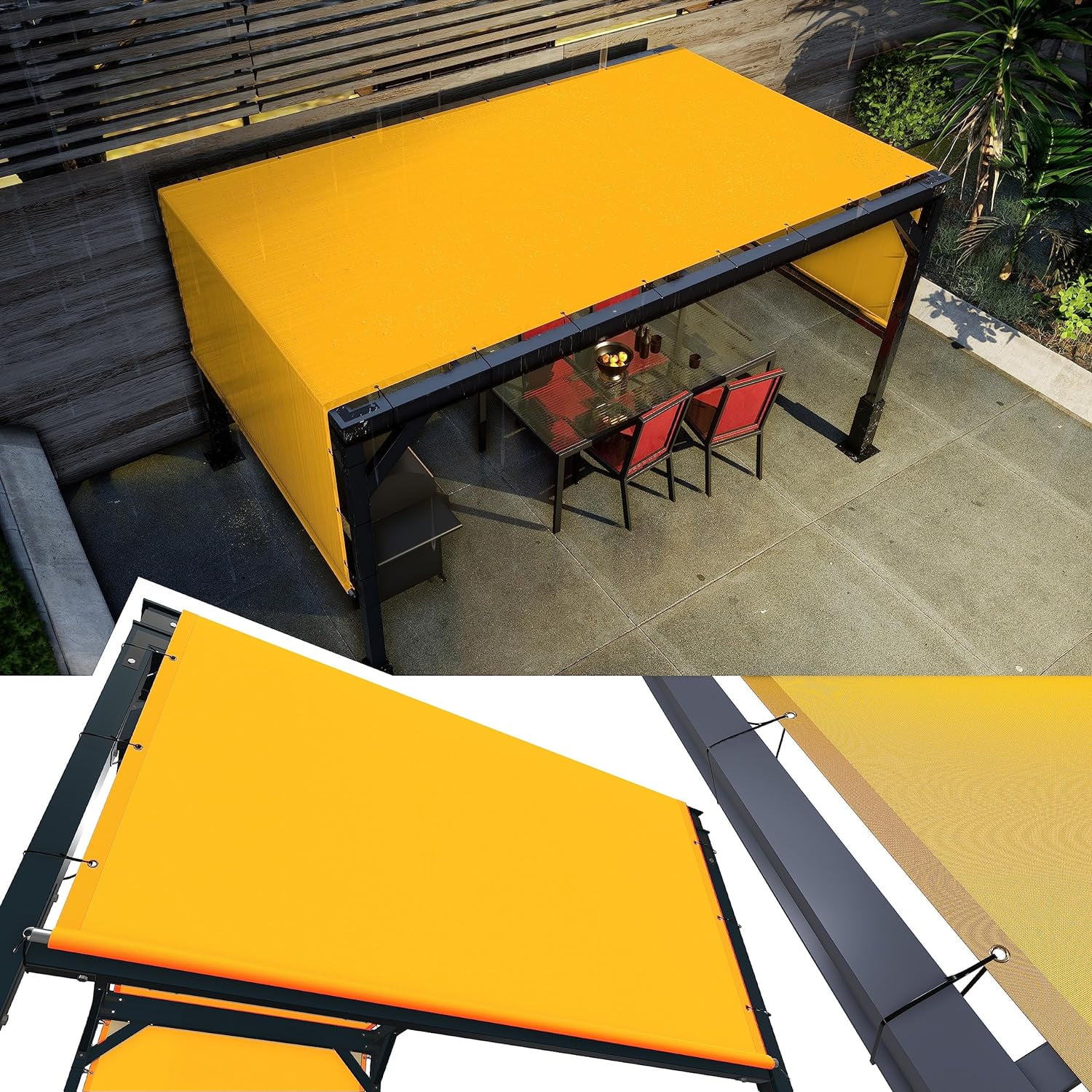 W x 27' L Yellow Waterproof Pergola UPF50 Sun Shade Canopy Replacement ...