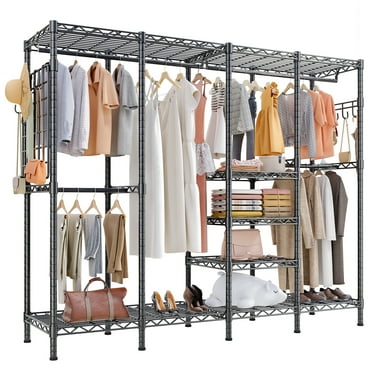 Tribesigns Double Rod Closet Organizer, Free Standing 3 Tiers Shelves ...