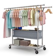 Zimtown Heavy Duty Double Adjustable Portable Clothes Hanger Rolling ...