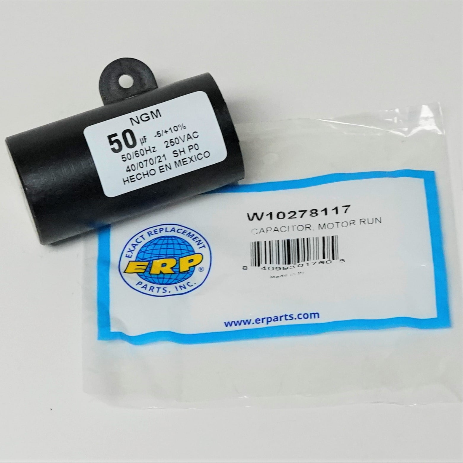 Whirlpool Kenmore Washer W10278117 Run Capacitor for Motor 50 Uf 250 ...