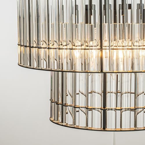 W16 4-Light Modern Luxury Matte Black 2-Tier Round Latern Drum ...