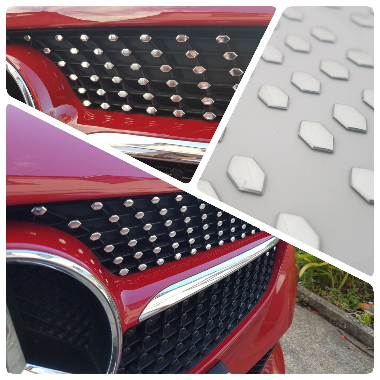 W176 CLA Chrome Diamond Sports Grill Stickers W177 W205 GLE silver ...