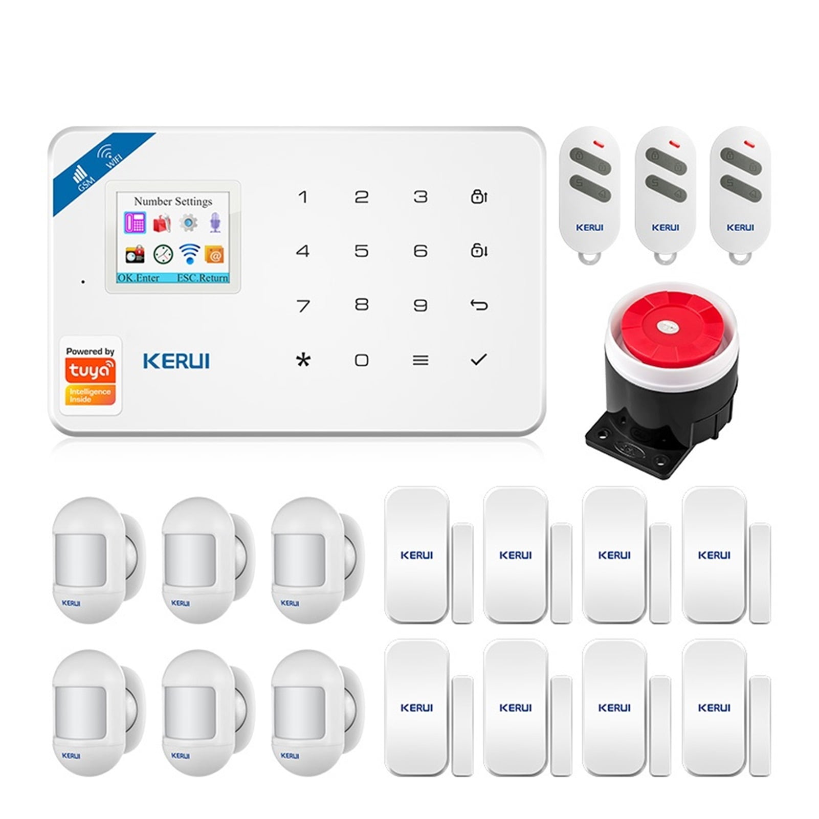 W181 Tuya Smart Alarm System WIFI GSM Home Security Alarm Motion Sensor ...