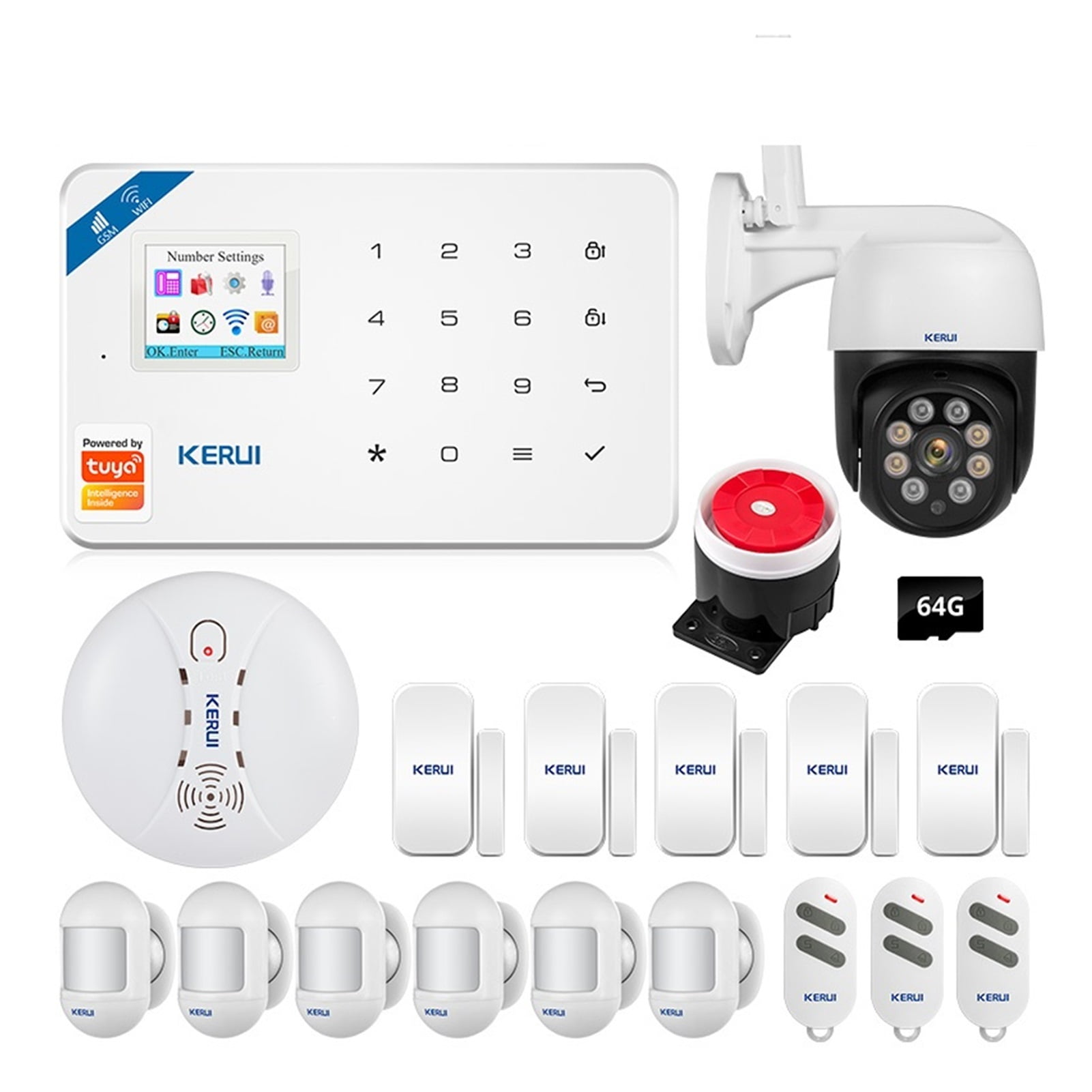 W181 Tuya Smart Alarm System WIFI GSM Wirelss Home Alarm Support Motion Sensor Smoke Window Door ...