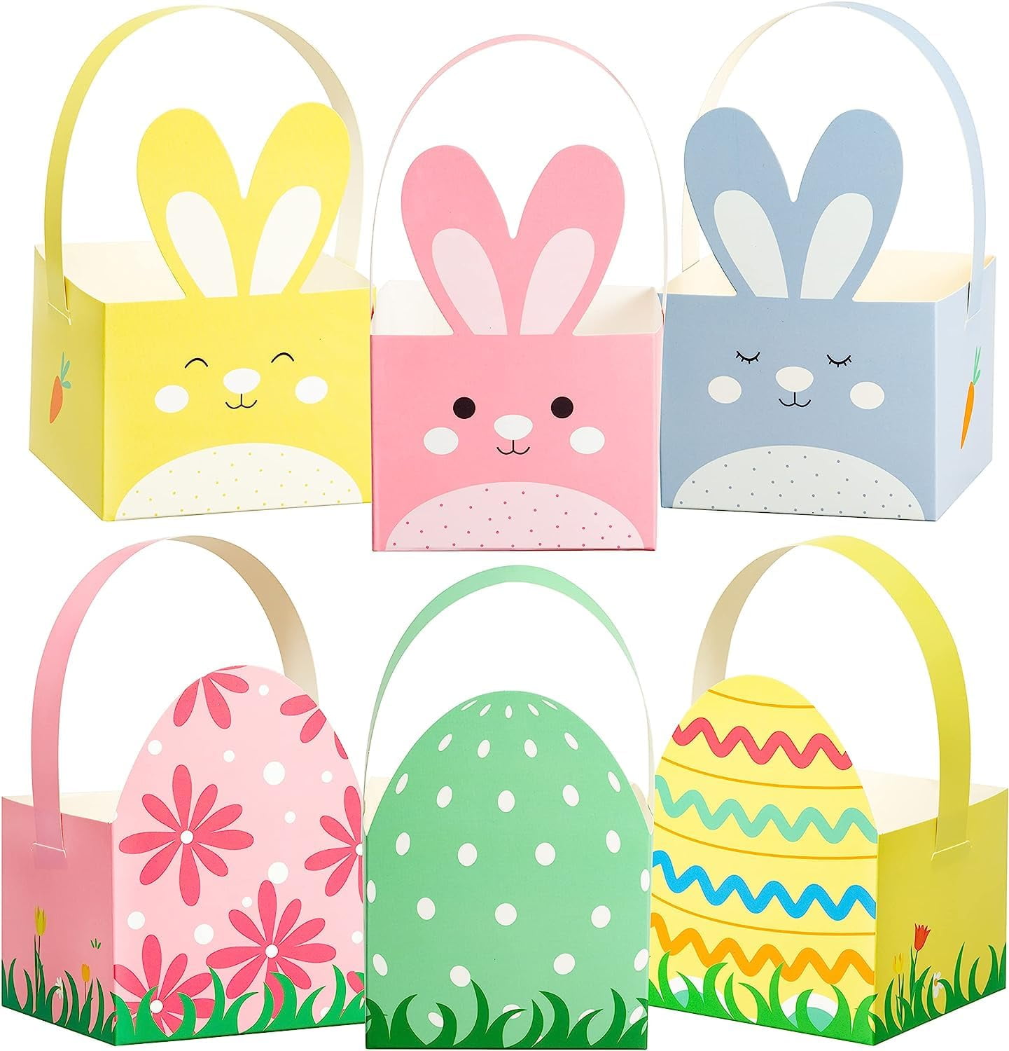 W1cwey 24pcs Easter Treat Boxes 6 Design Colorful Rabbit Egg Shape ...