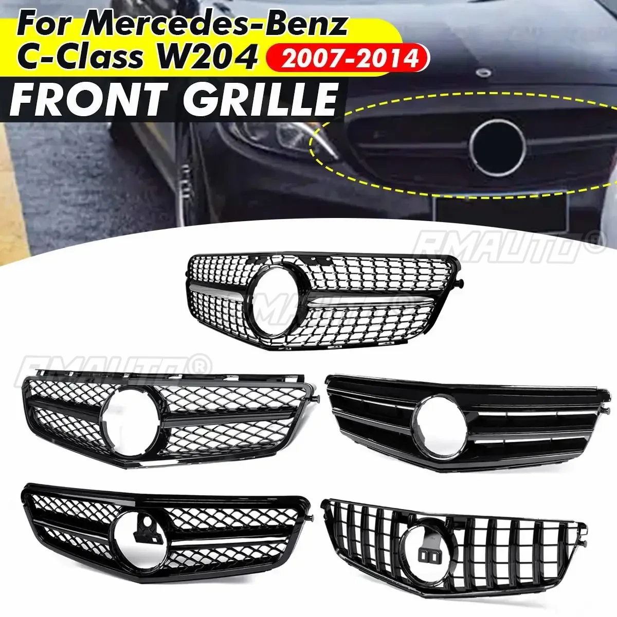 W204 Car Front Grill Grille For Mercedes For Benz C Class W204 C180 ...
