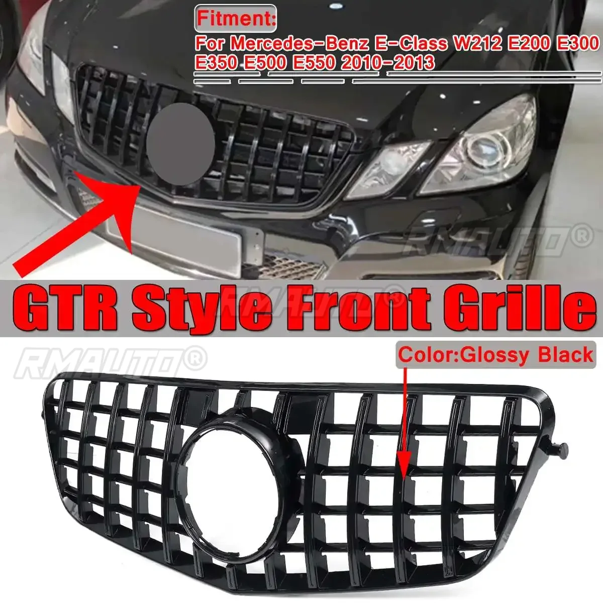 W212 GT Grill For GTR Car Front Bumper Grille For Mercedes For Benz E Class W212 E200 E300 E350 ...