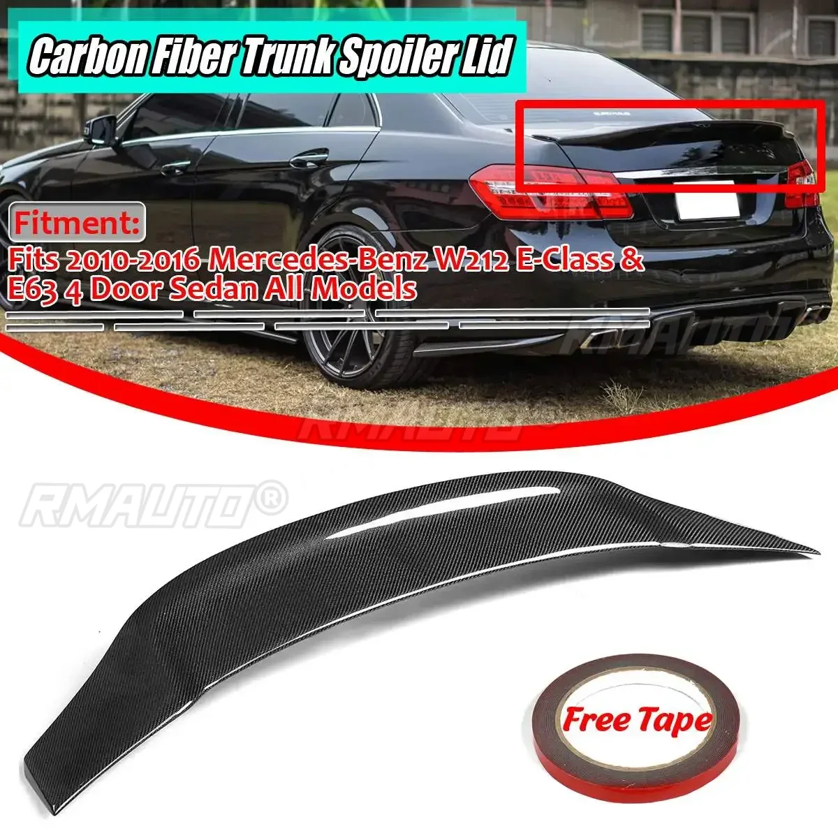 W212 Real Carbon Fiber Car Raer Trunk Wing Big Lid For Mercedes For ...