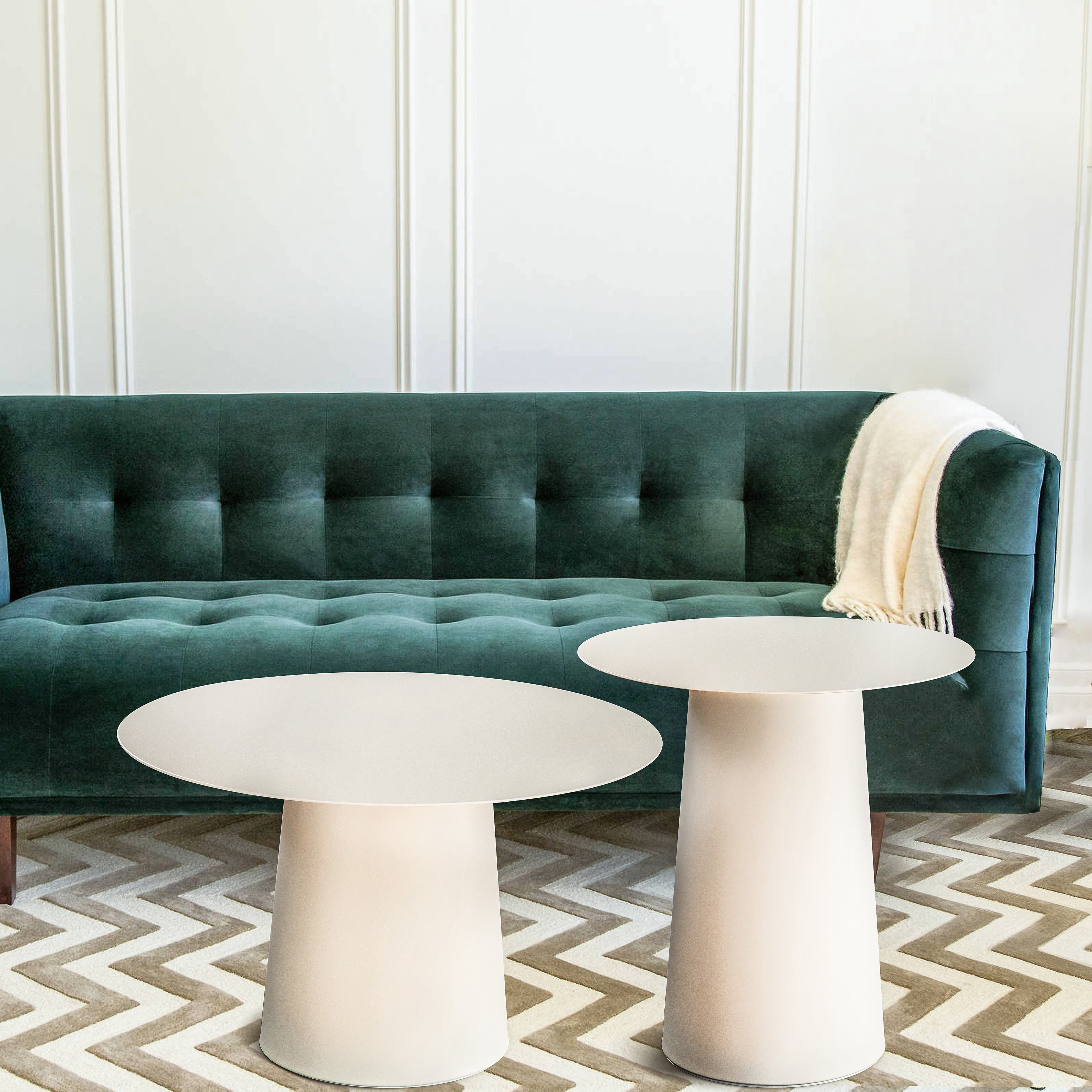 W24" Mid Century Modern Metal Single Round Coffee Table in Chalk White ...