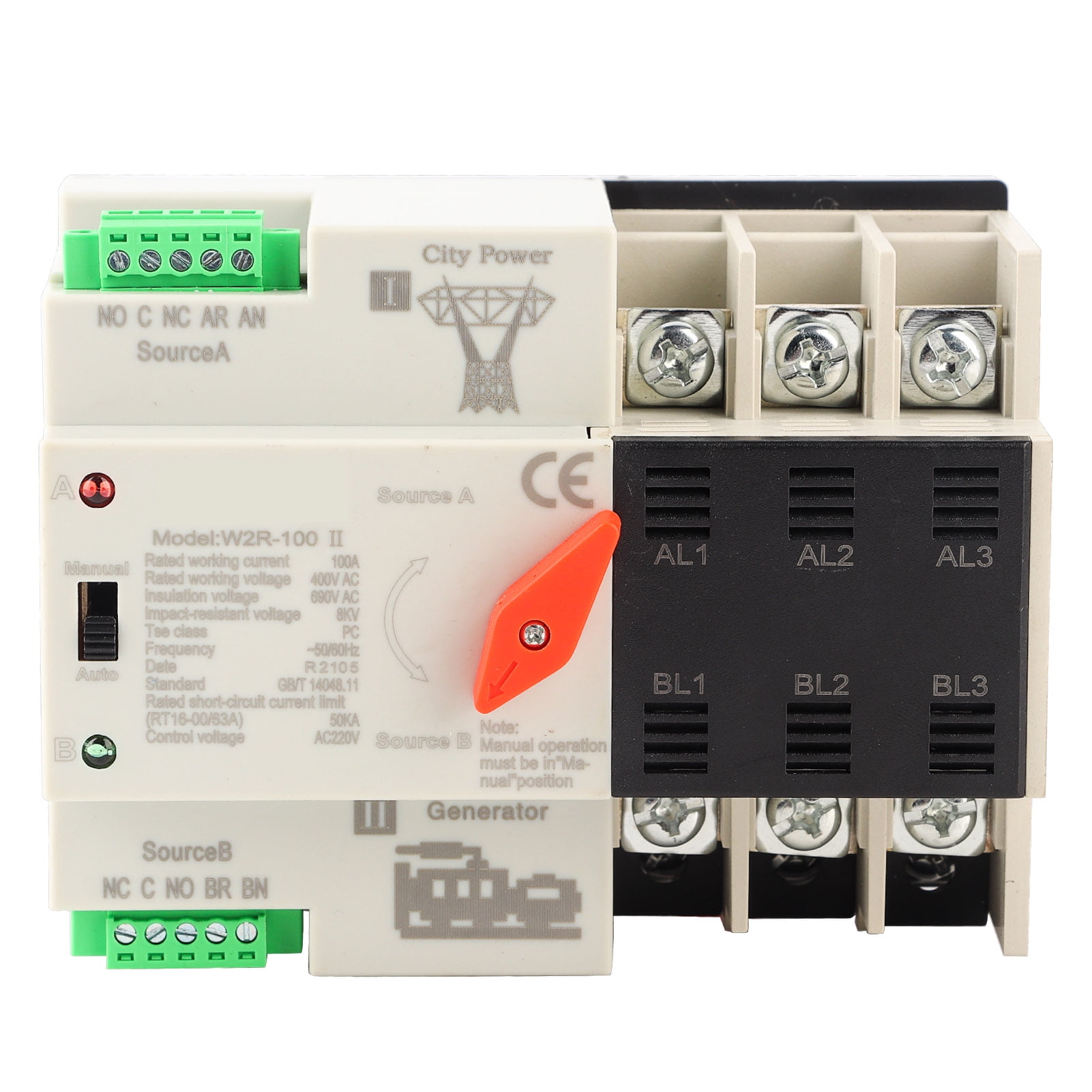 Denshine Dual Power Automatic Transfer Switch, 3P, 100A, AC400V, 50Hz ...