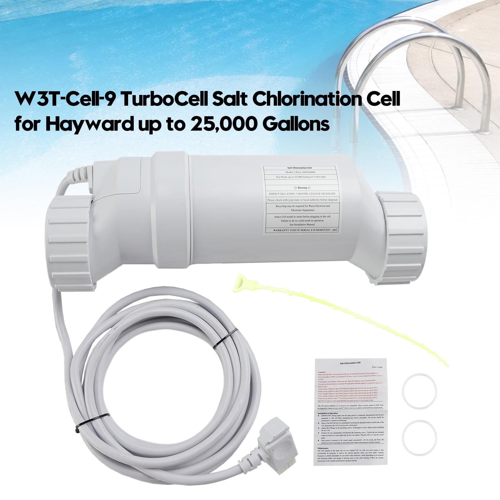 W3T-Cell-9 TurboCell Salt Chlorination Cell for Hayward up to 25000 ...