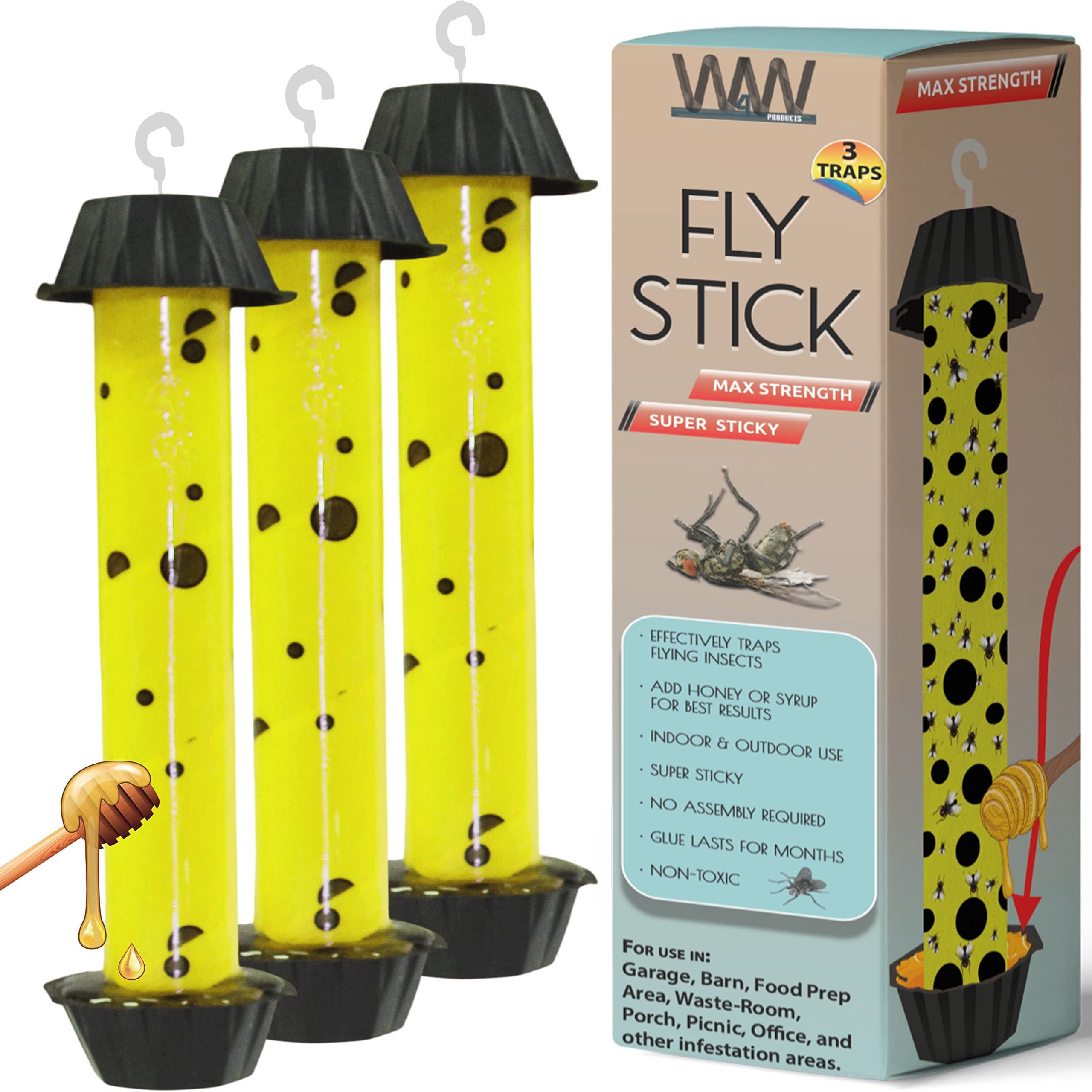 W4W, Jumbo Fly Stick- JKF25 Super Sticky Fly Trap, Bugs Flies & Insects ...