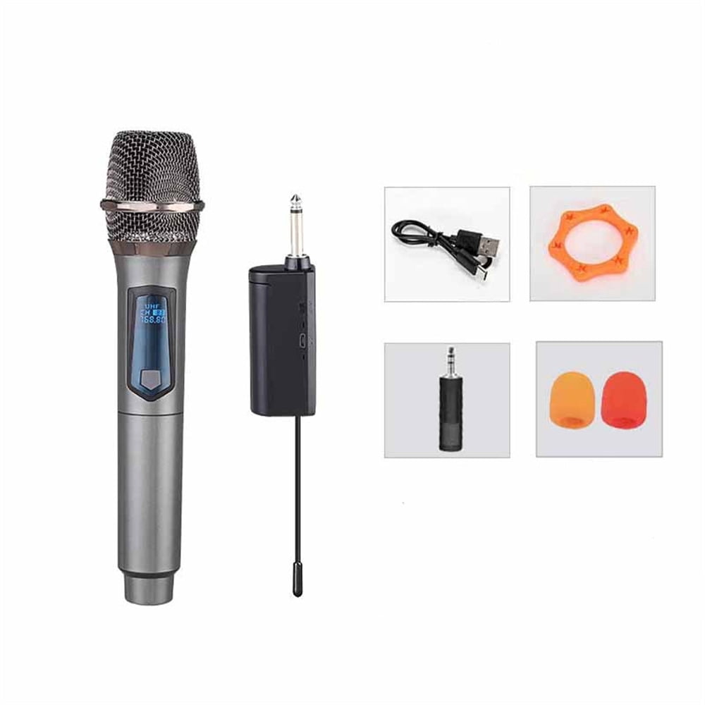 W68 Wireless Microphone with Receiver Backlit LED Digital Display for ...