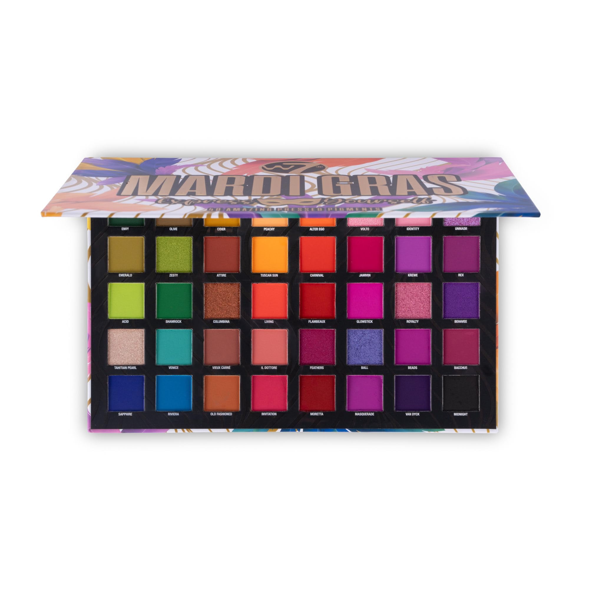 W7 Mardi Gras Pressed Pigment Palette - 40 High Impact Party Colors ...