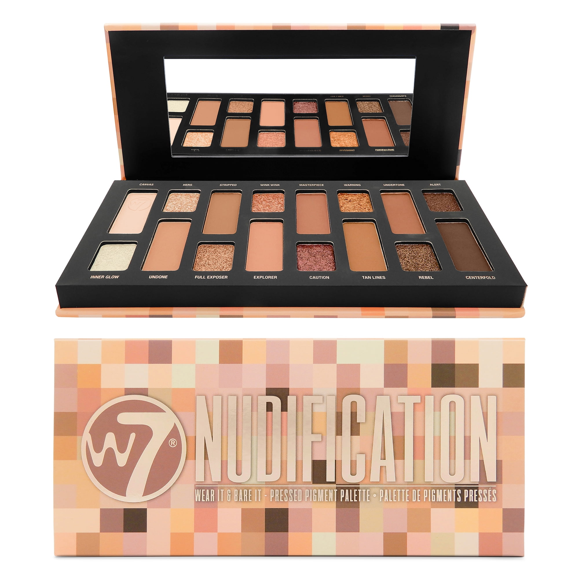 W7 Nudification Pressed Pigment Palette - 16 High Impact Nude Colors ...
