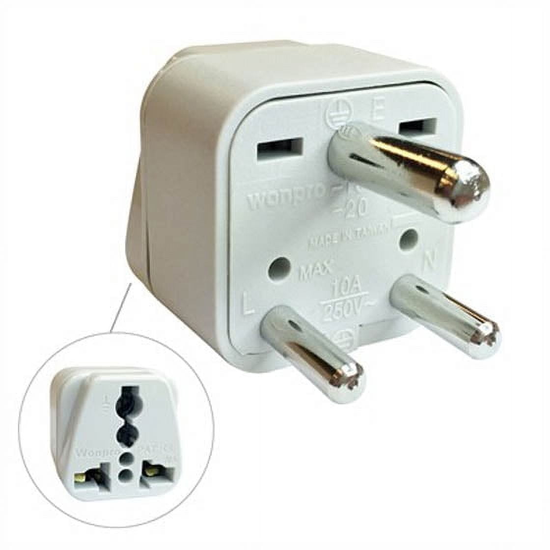 WA-10 - TRAVEL ADAPTER 3P INDIAN PLUG TO UNIVERSAL JACK WITH GROUND ...