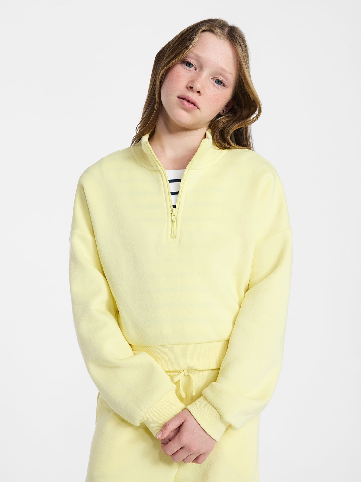 Weekend Academy Girls Fleece Quarter Zip Sweater, Sizes 4-18 - Walmart.com