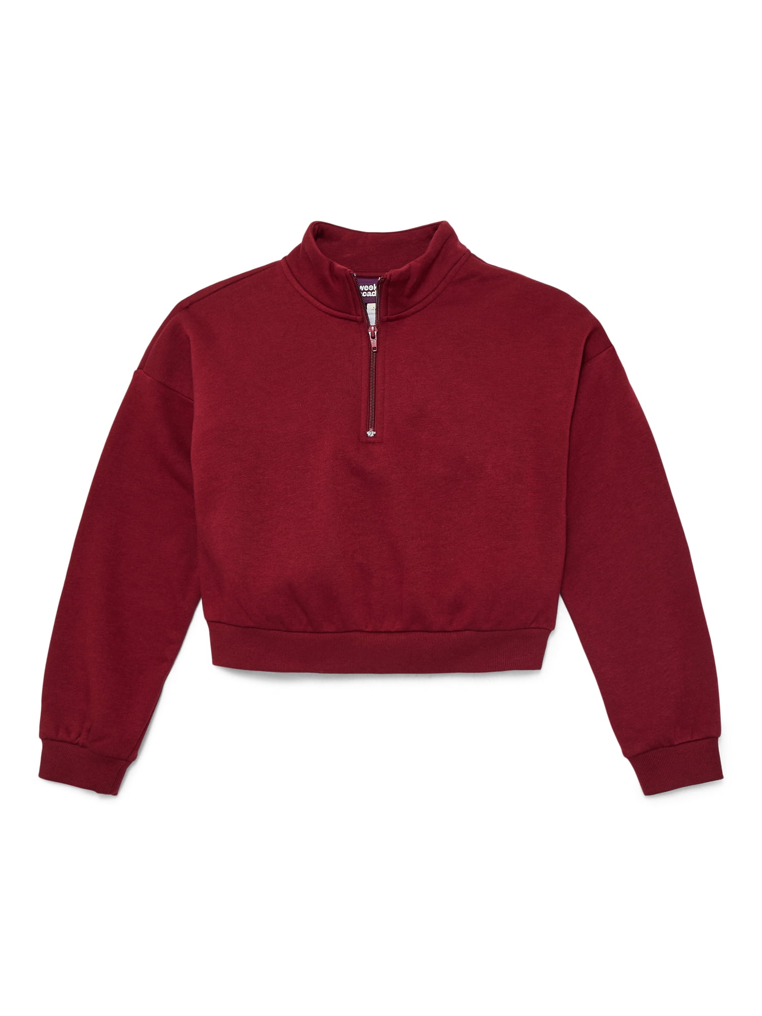 Weekend Academy Girls Fleece Quarter Zip Sweatshirt, Sizes 4-18 ...