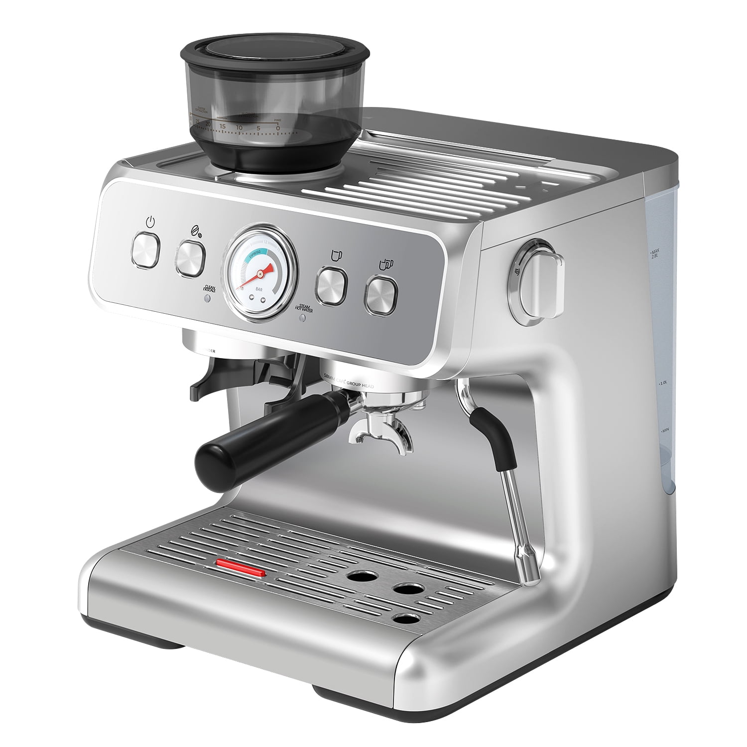 WAA 15 Bar Semi-Automatic Espresso Coffee Machine, 1&2-Cup, Silver ...