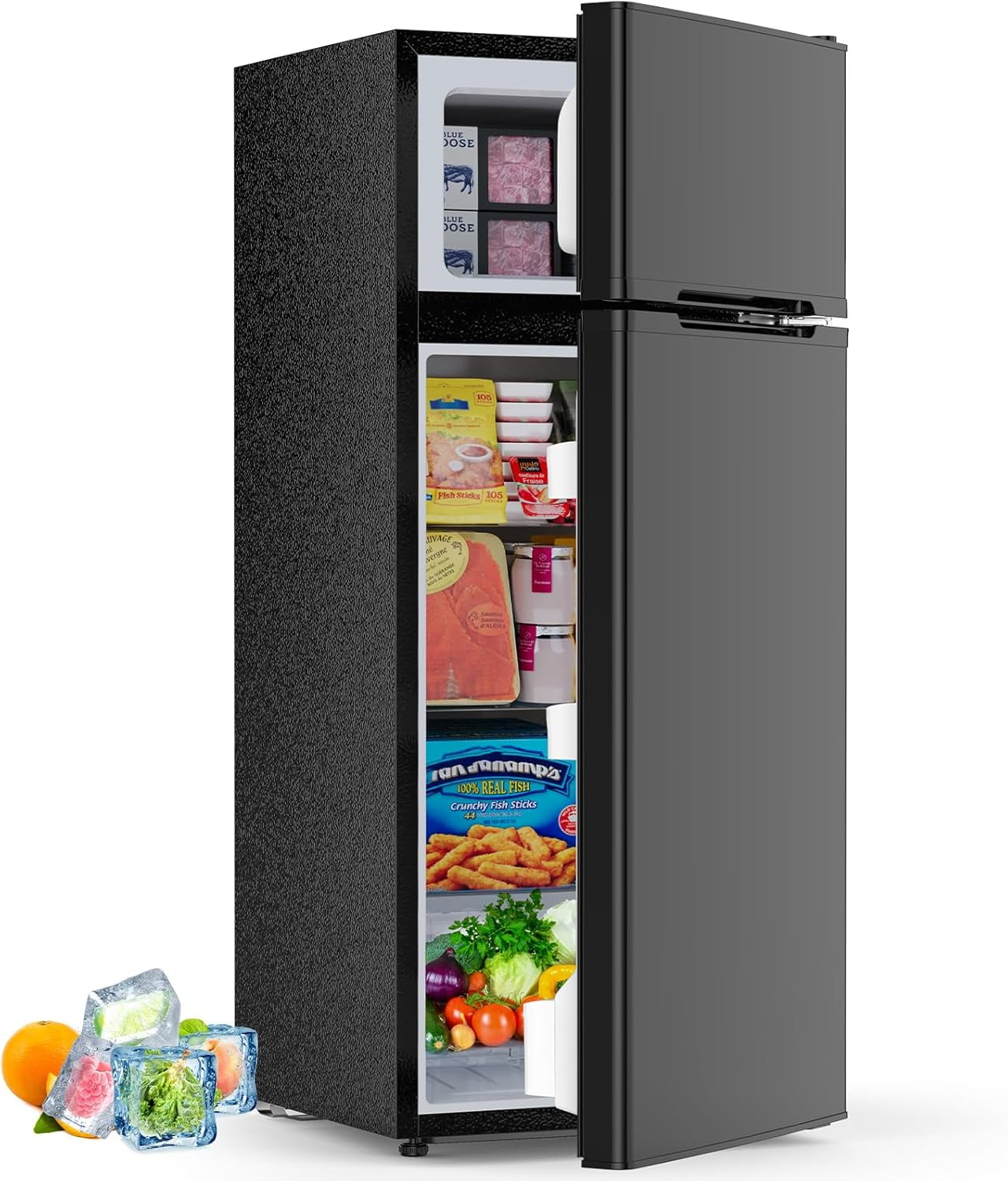 WAA 4.5 Cu.Ft 2 Door Mini Fridge with Freezer Adjustable Thermostat ...