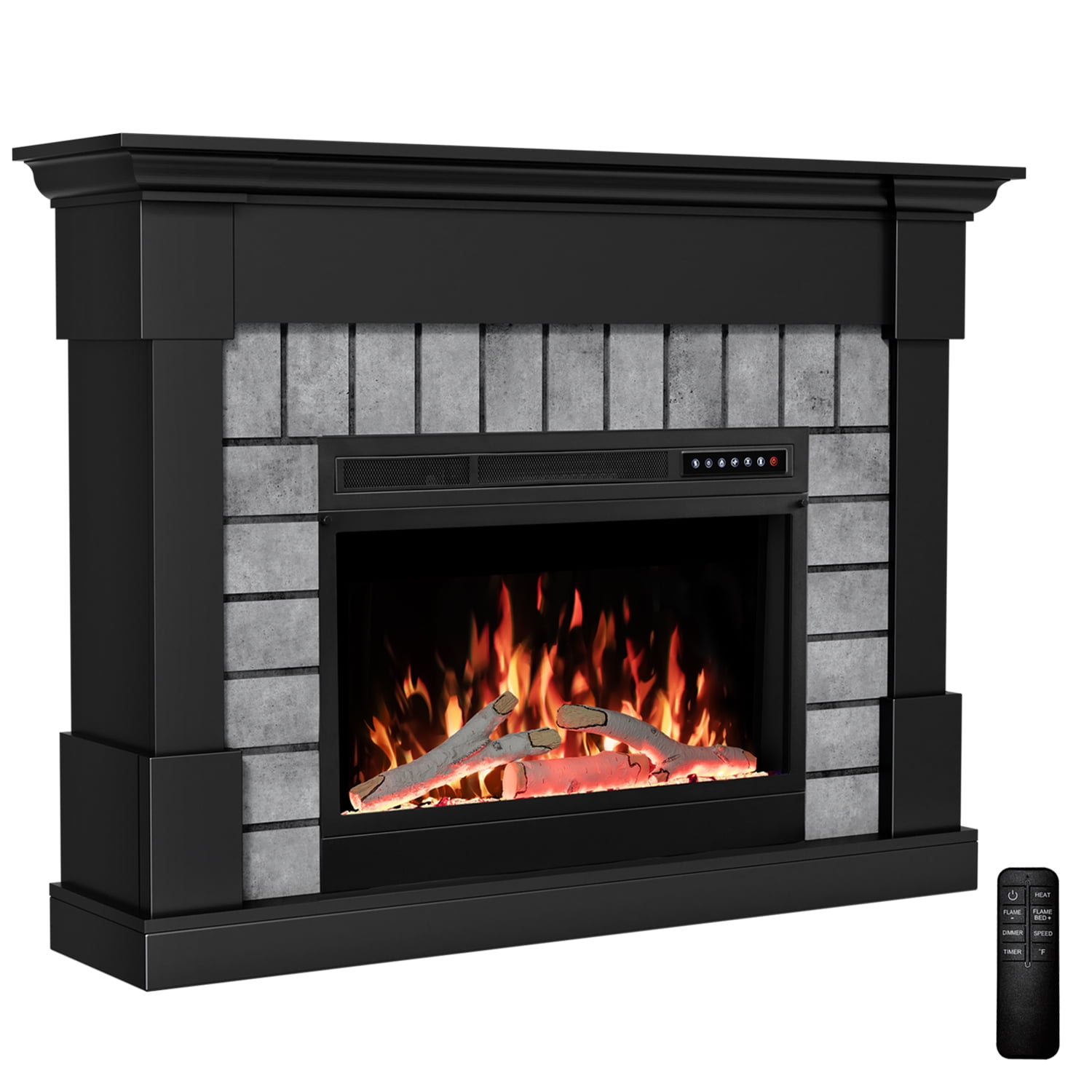 WAA Electric Fireplace Mantel Package Wooden Surround Firebox TV Stand ...