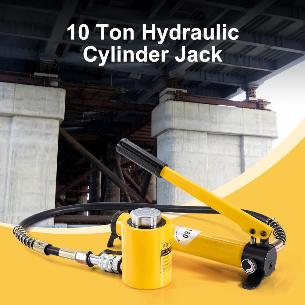 WAASOSCON 10 Ton Hydraulic Cylinder Jack Hydraulic Cylinder Jack with 180 Hand Pump Metal ...
