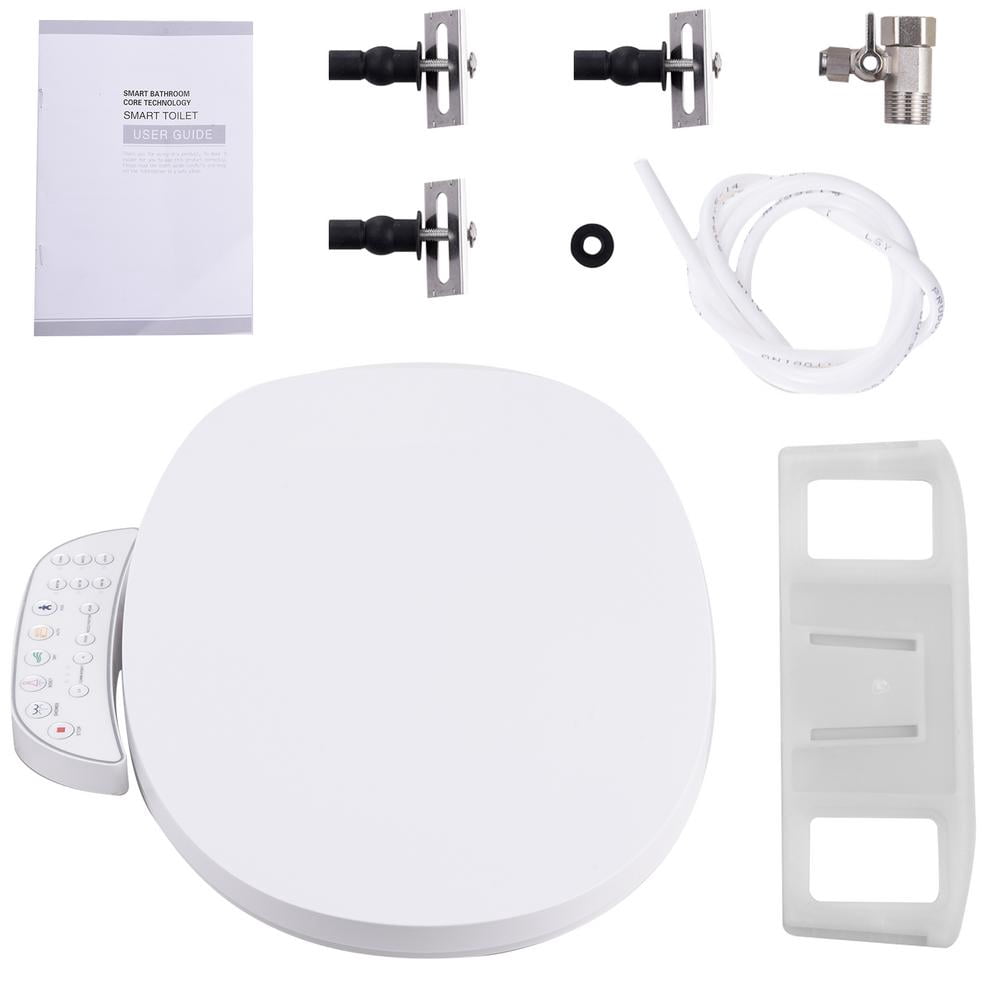 WAASOSCON 1000W White ABS Electric Bidet Toilet Seat with Side Panel ...