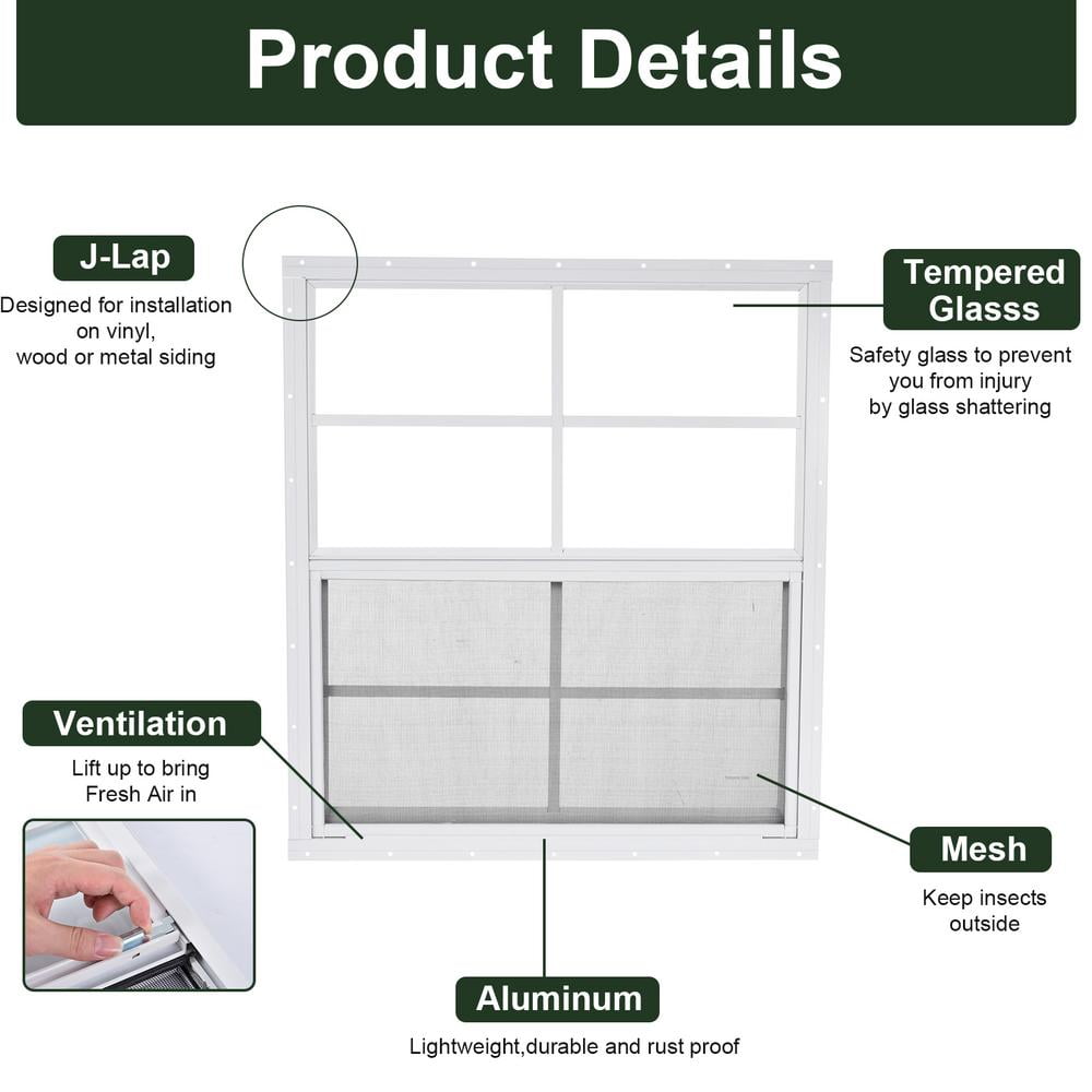 WAASOSCON 18x27 Inches Shed Window, Flush Mount Basement Window, for ...