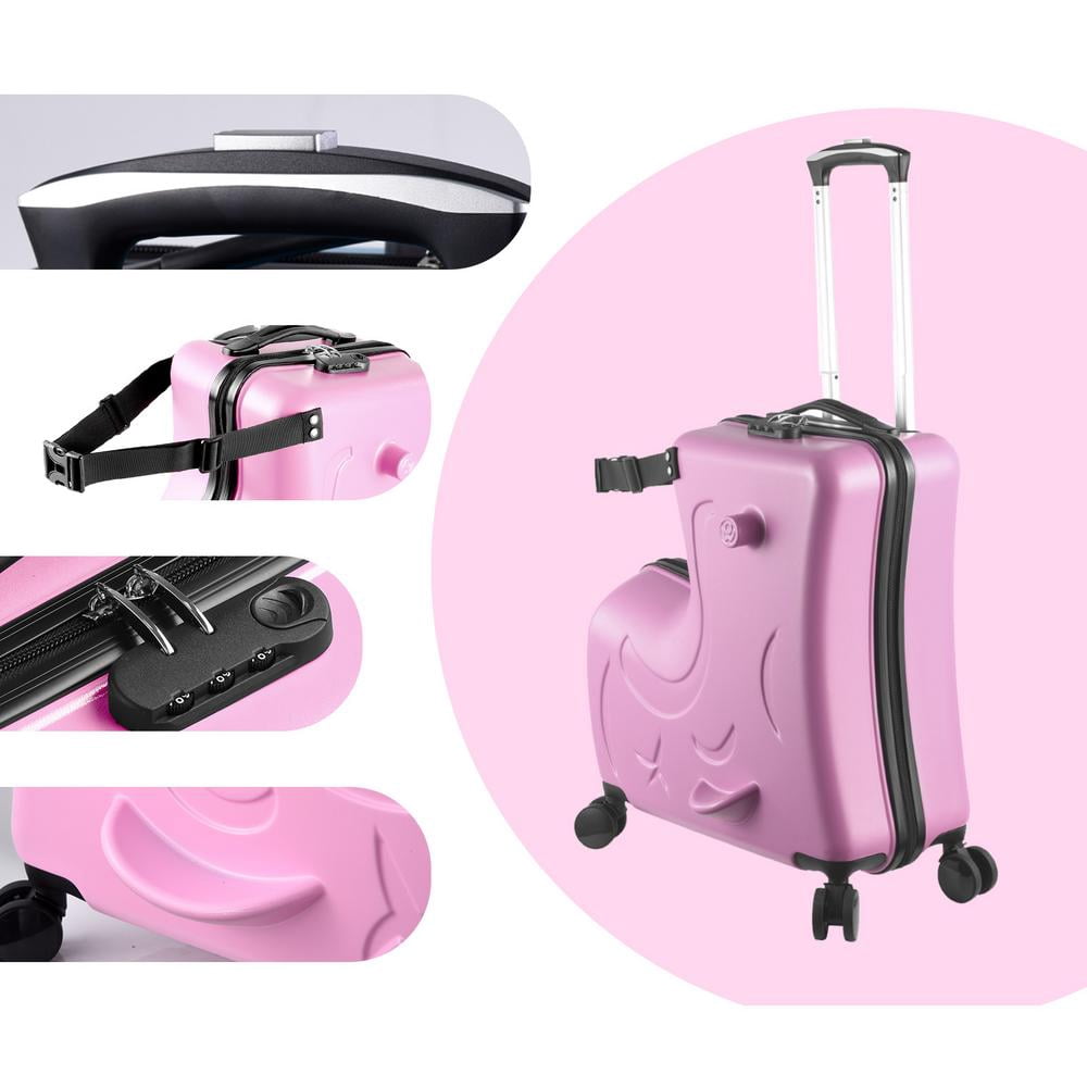 WAASOSCON 3-9 Years Old Ride-On Suitcase with 360° Swivel Wheels and ...