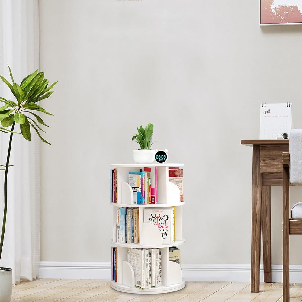 WAASOSCON 3 Tier Rotating Bookshelf with 360 Rotating Function, Ideal ...