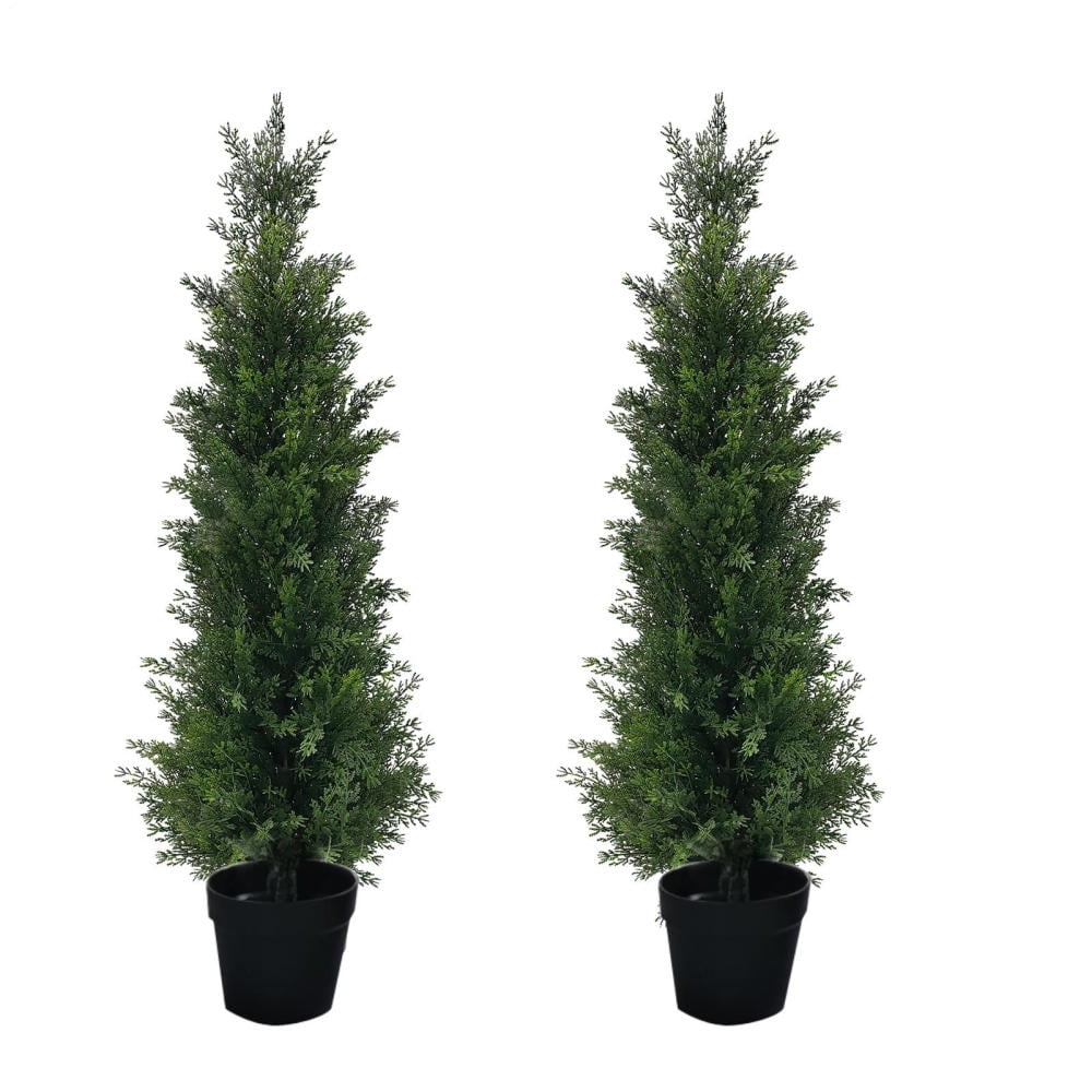 WAASOSCON 3Ft Artificial Cedar Trees , UV-Resistant PE Faux Evergreen ...
