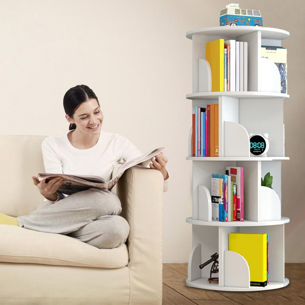 WAASOSCON 4 Tier Rotating Bookshelf, 360 ° Display Stackable Spinning ...