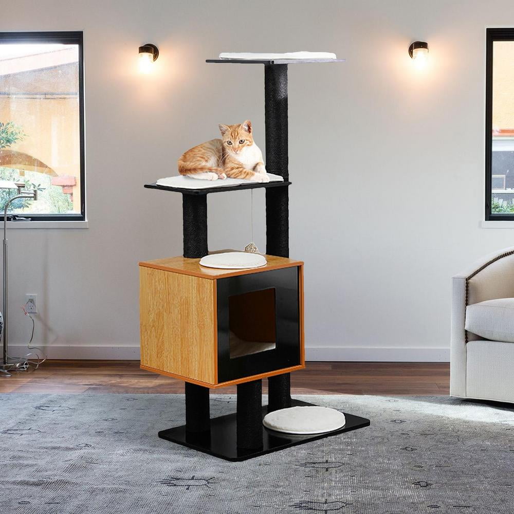 WAASOSCON 46.5 Inch Cat Tower with Scratching Post, Multi-Layer Cat ...