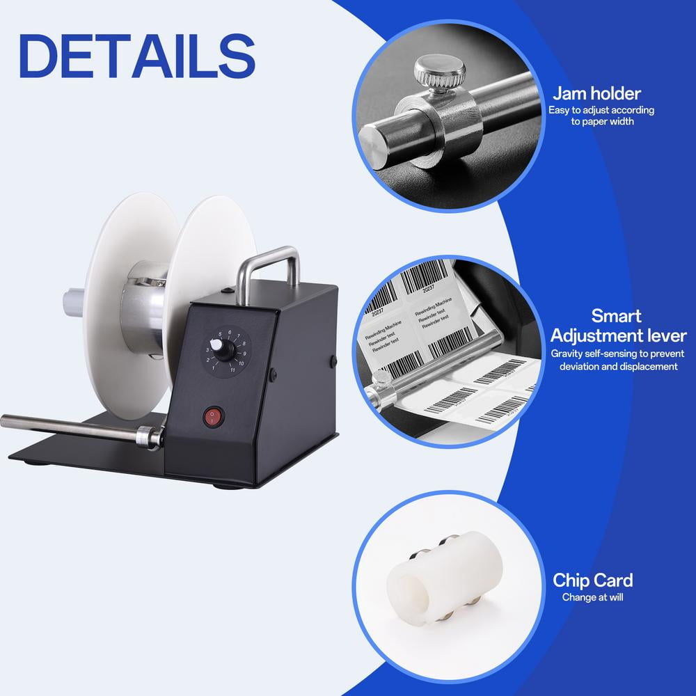 WAASOSCON Automatic Label Rewinder with Baffle, Max 7In Diameter & 5In ...