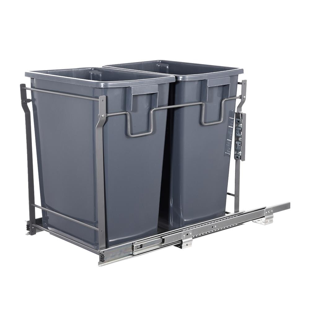 WAASOSCON Under Cabinet Trash Can 2pcs Bathroom Sliding Garbage Bin 35L ...