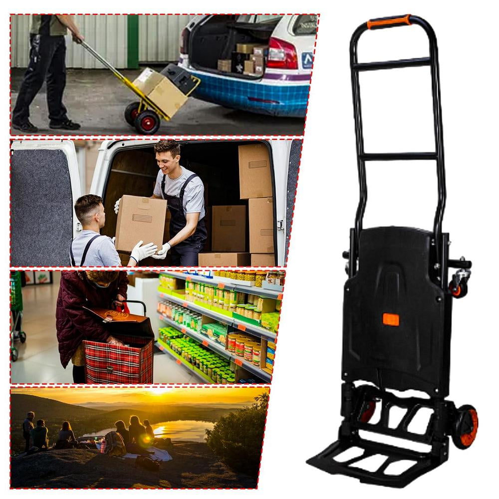 WAASOSCON Cart Foldable 4-Wheel Utility Trolley Cart For Moving Luggage ...